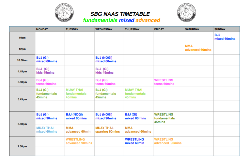 Timetable | SBG Naas