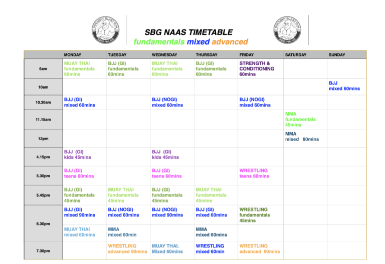 Timetable | SBG Naas
